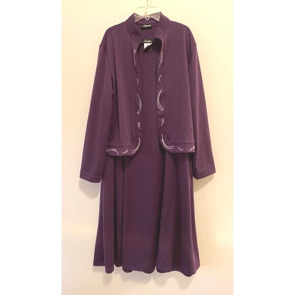 Jemma | Dresses | Jemma Purple Dress Jacket Set Rhinestone Accents Xl ...